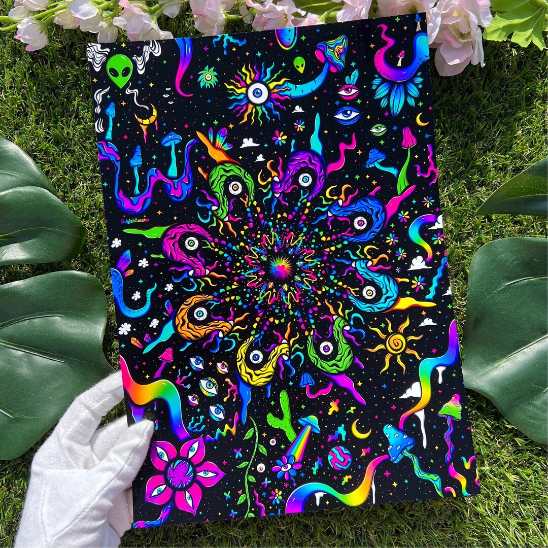 Surreal Wall Art Trippy Art Print Weird Art Hippie Room - Etsy
