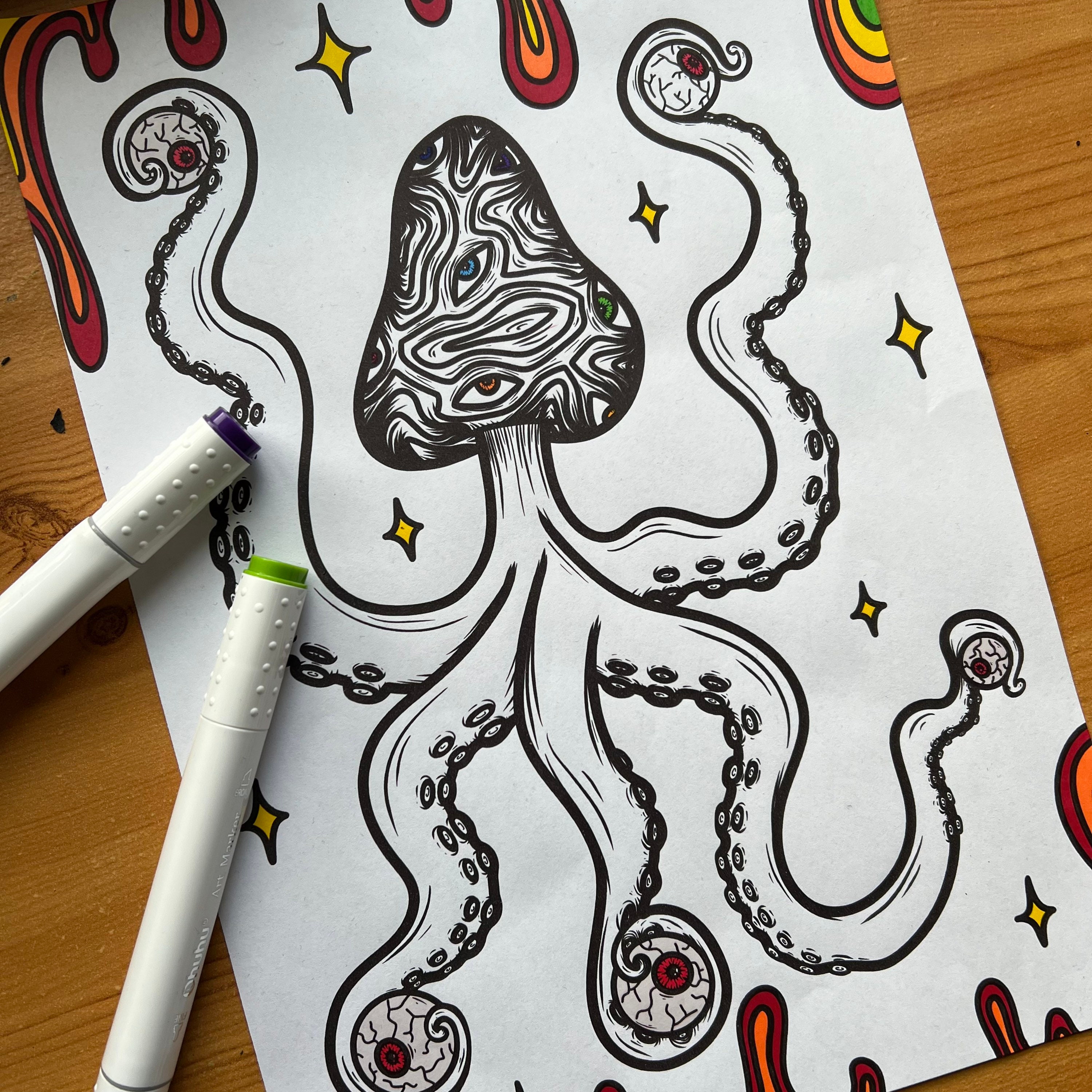 Printable Coloring Page Trippy Printable Coloring Page - Etsy Australia