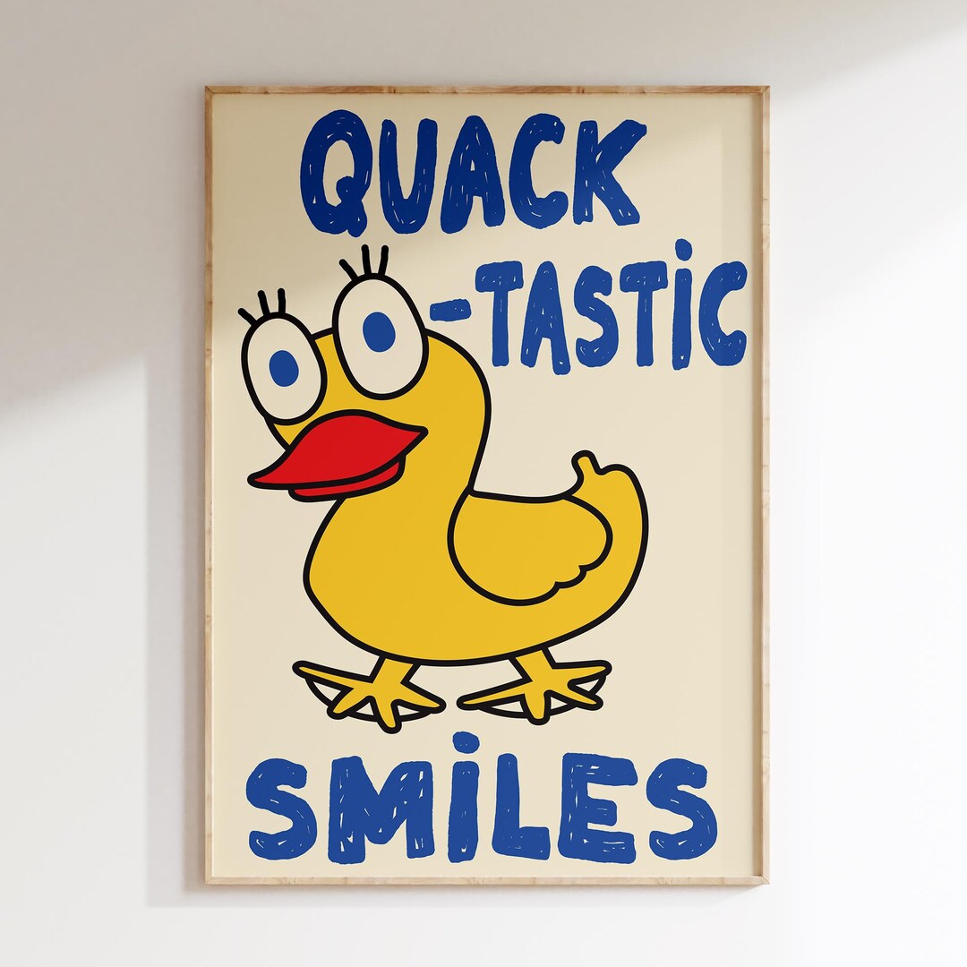 Quack-tastic Smiles Kids Wall Art, Colorful Kids Room Poster, Fun and ...