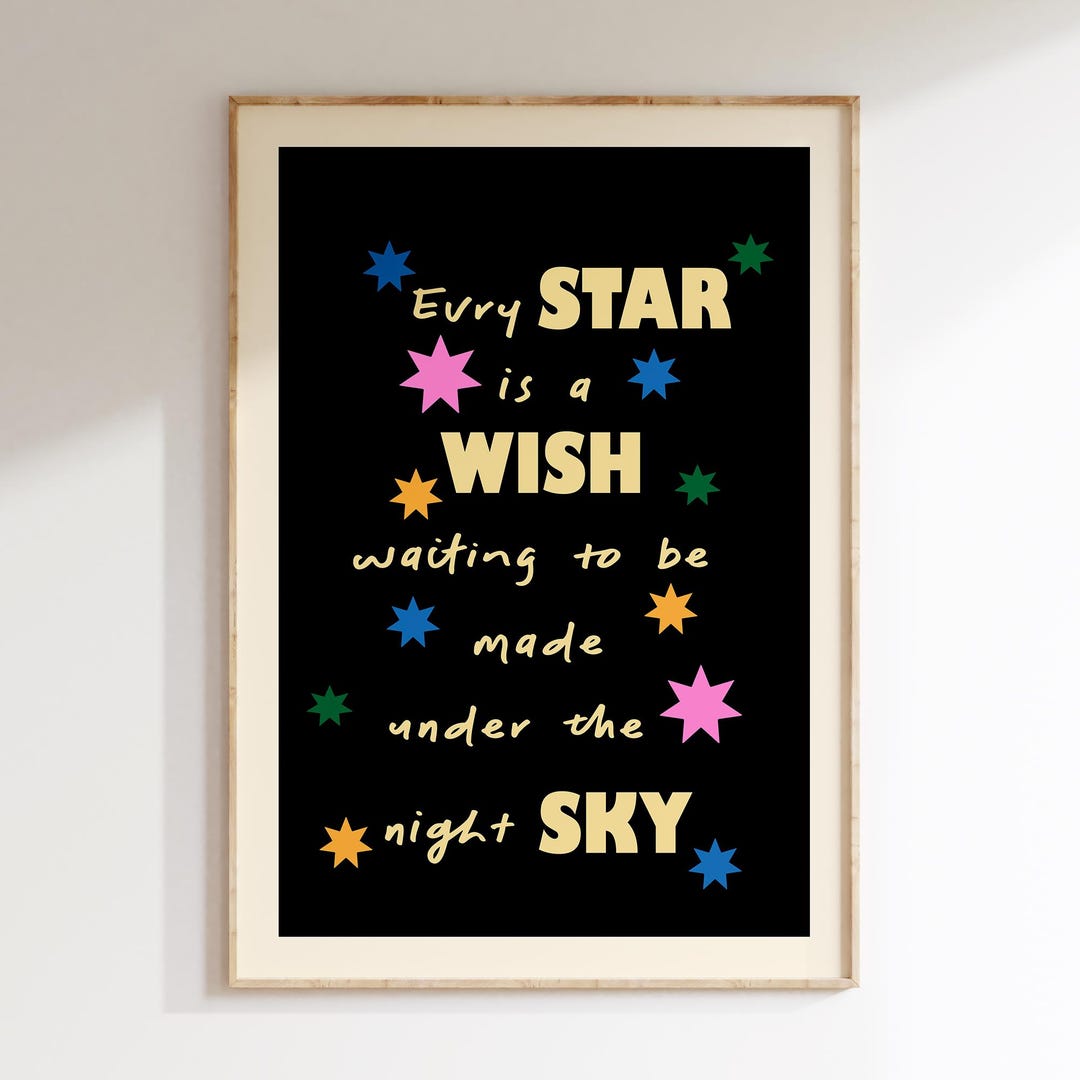 Star Wish Typography Art Print: Colorful Home Decor - Etsy