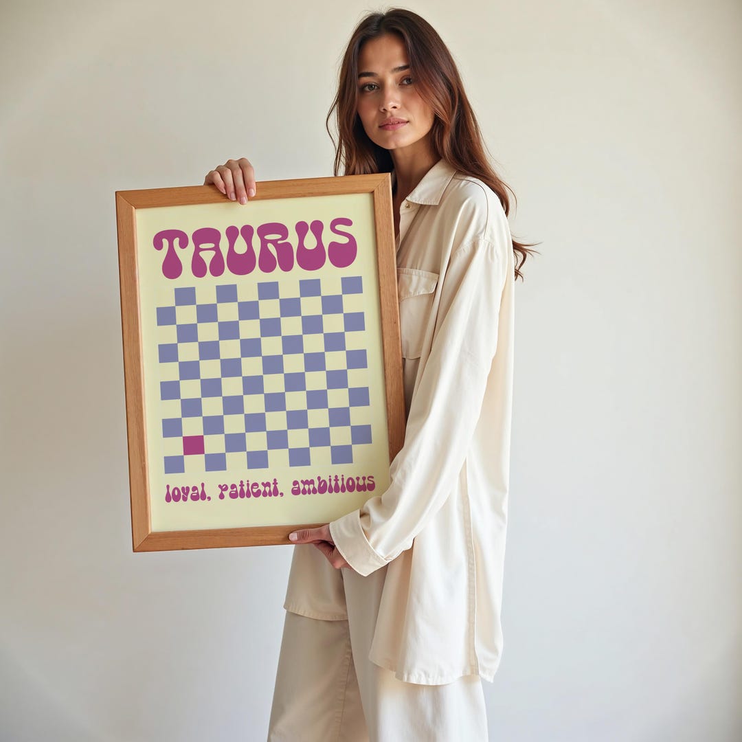 Zodiac Taurus Wall Art Retro Groovy Print Taurus Sign Aesthetics ...