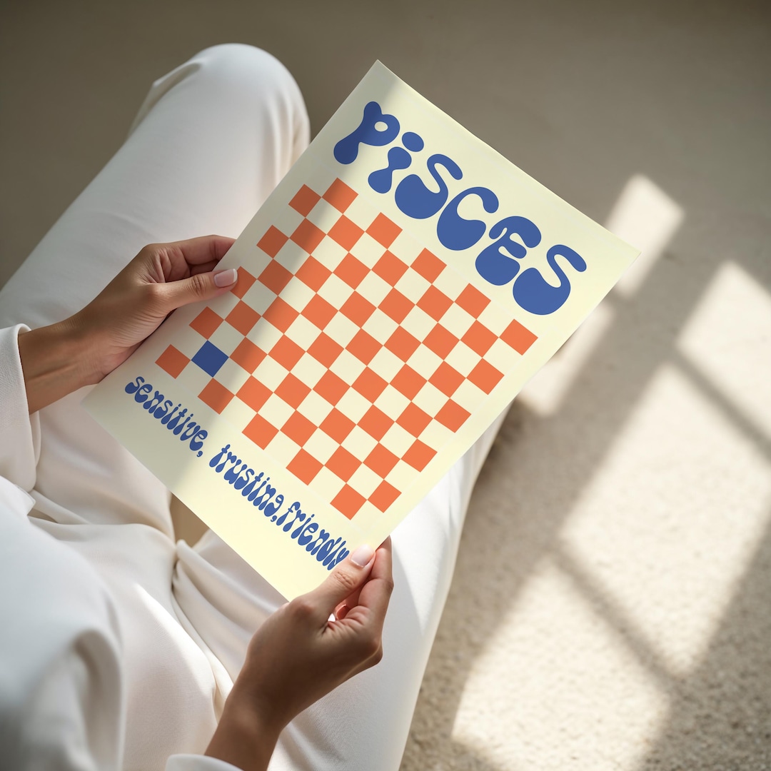 Zodiac Pisces Wall Art Retro Groovy Print Pisces Sign Aesthetics ...