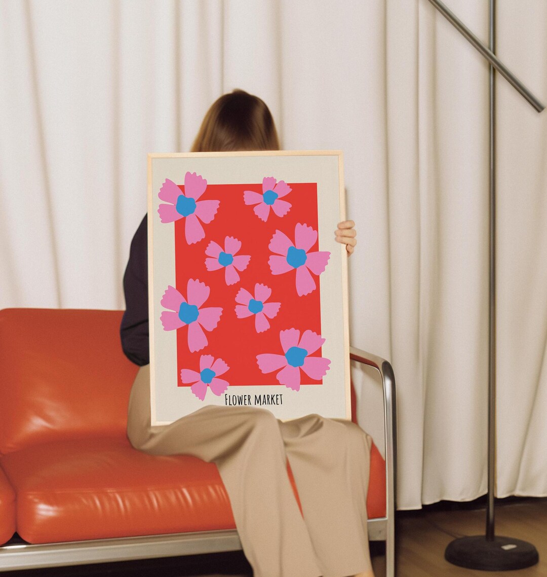 Flower Wall Poster, Modern Flower Wall Art, Beautiful Flower Decor ...