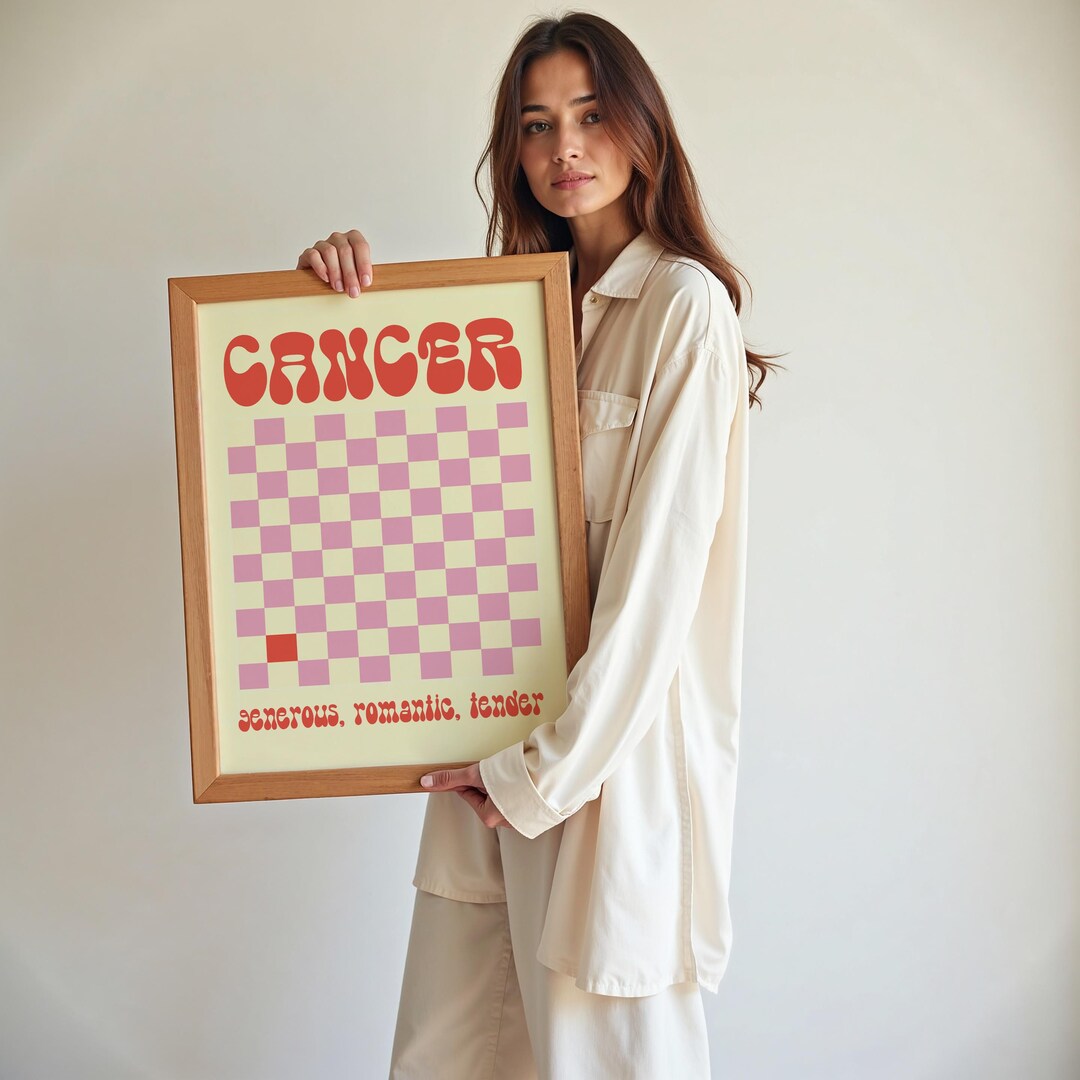 Zodiac Cancer Wall Art Retro Groovy Print Cancer Sign Aesthetics ...