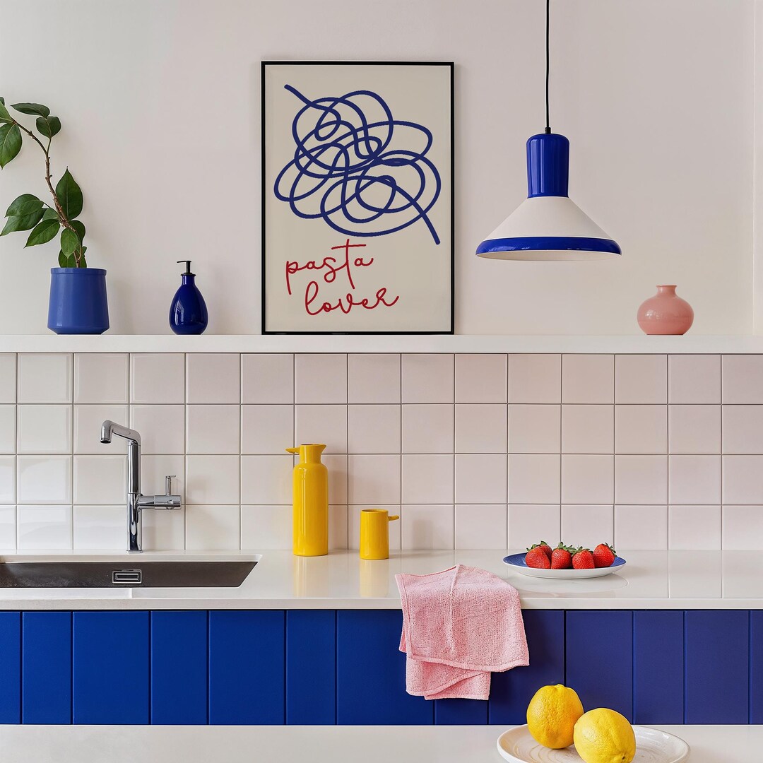 Pasta Wall Print, Pasta Lover, Minimalist Print, Modern Print, Home ...