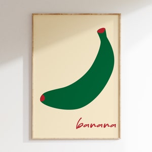 Banana Fruit Poster, Banana Wall Deco, Modern Kitchen Print, Kitchen ...