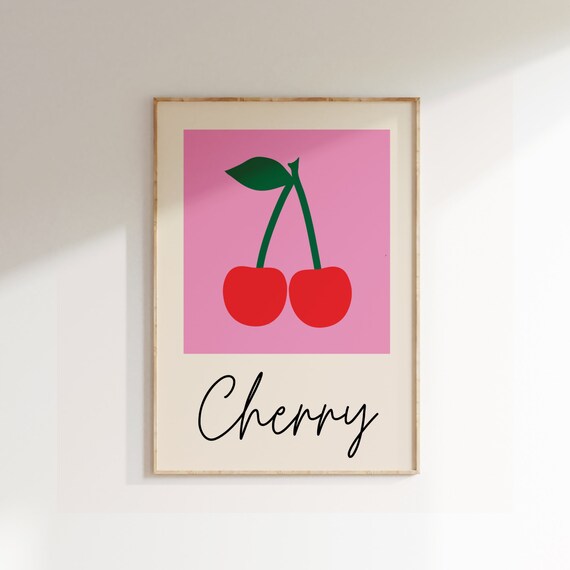 Cherry Fruit Poster Cherry Wall Deco Modern Kitchen Print - Etsy