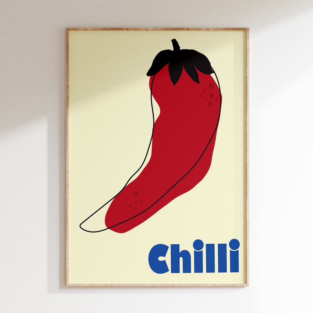 Chilli Print, Chilli Poster, Minimalist Print, Modern Print, Home Decor ...