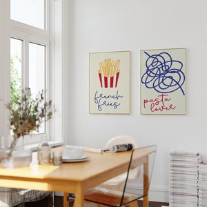 Pasta Wall Print, Pasta Lover, Minimalist Print, Modern Print, Home ...