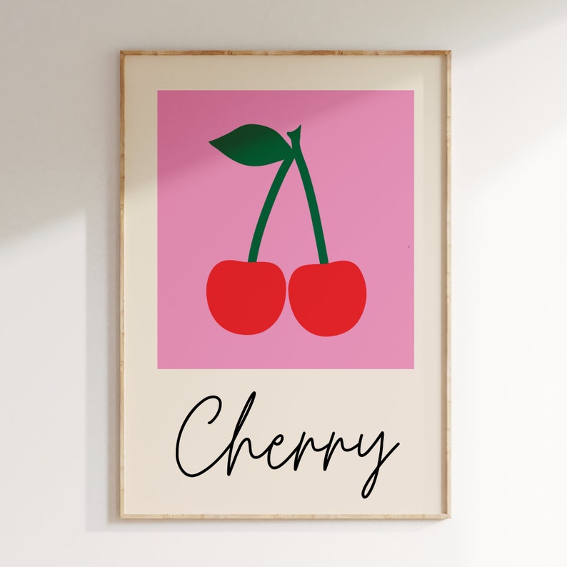 Cherry Fruit Poster Cherry Wall Deco Modern Kitchen Print - Etsy