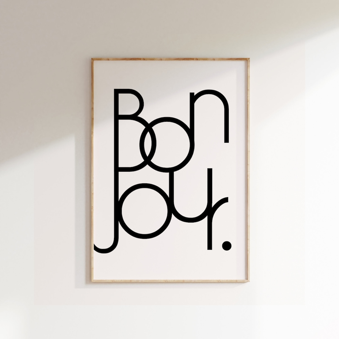 Bonjour Poster, Minimalist Print, Modern Design Print, Home Decor, Wall ...