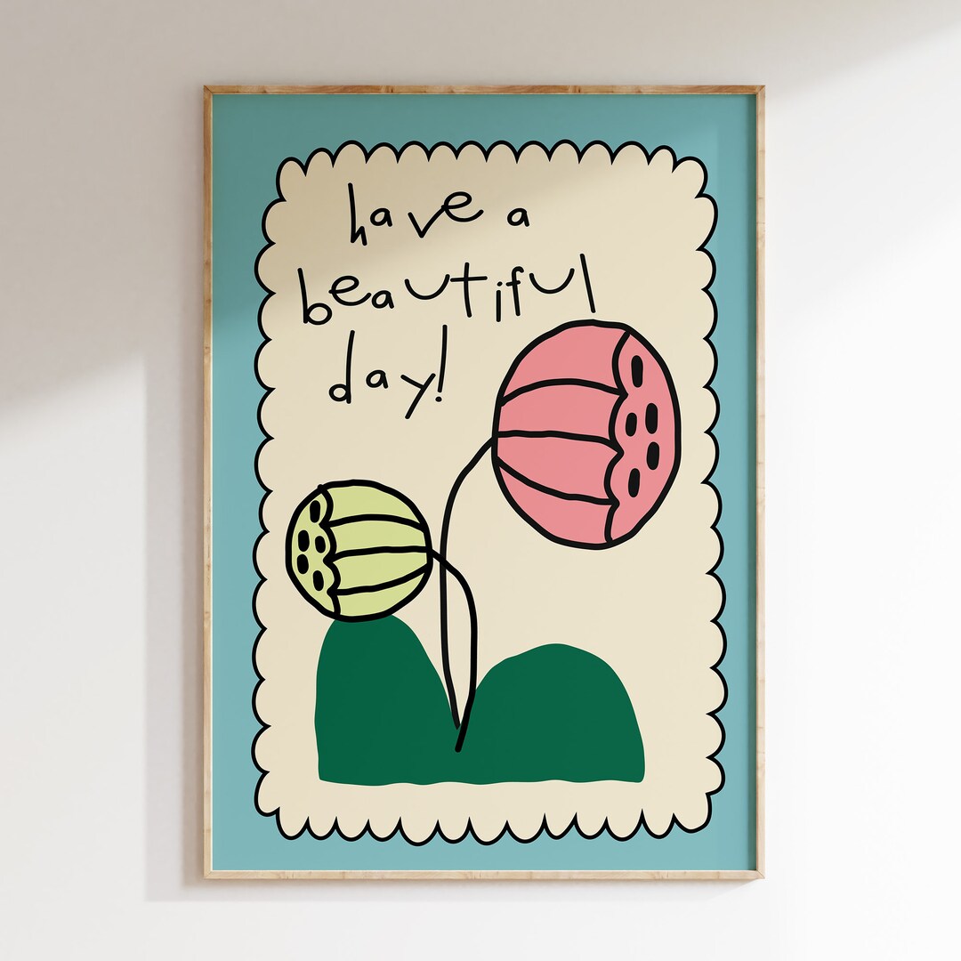 Beautiful Day Poster, Kids Room Bold Poster, Colorful Kids Wall Art ...