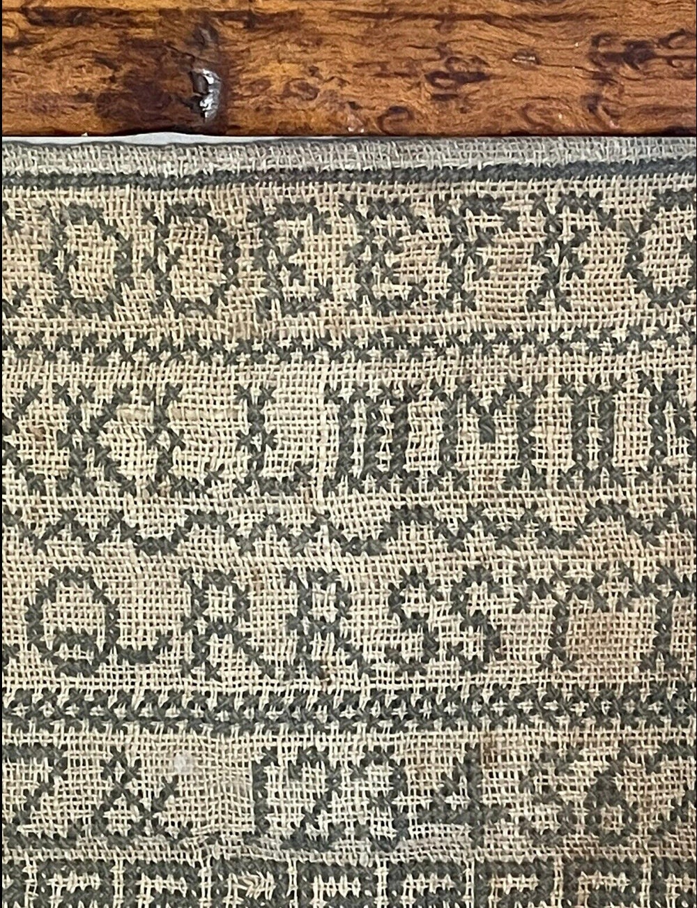 19th Century Antique Alphabet Sampler in Frame Dated 1858 Blindley ...