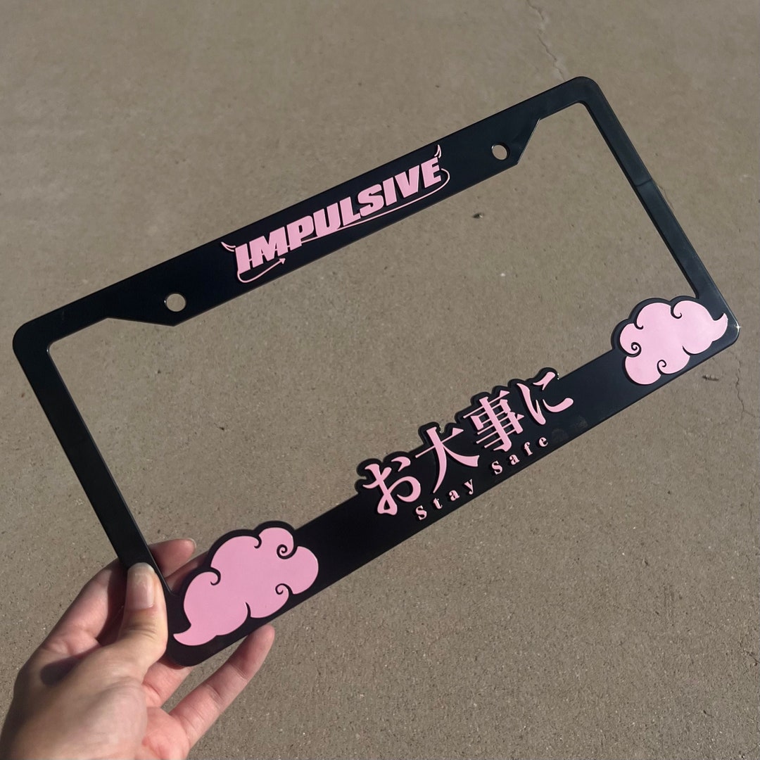 PINK Stay Safe License Frames // JDM Plate Frame, Anime Car Accessories ...