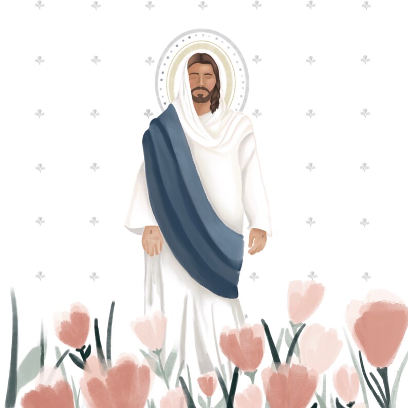 Jesus Christ Art, Christian Watercolor Print of Jesus, Spring Jesus, He ...