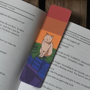 Cat With Books Pride Bookmark - Etsy
