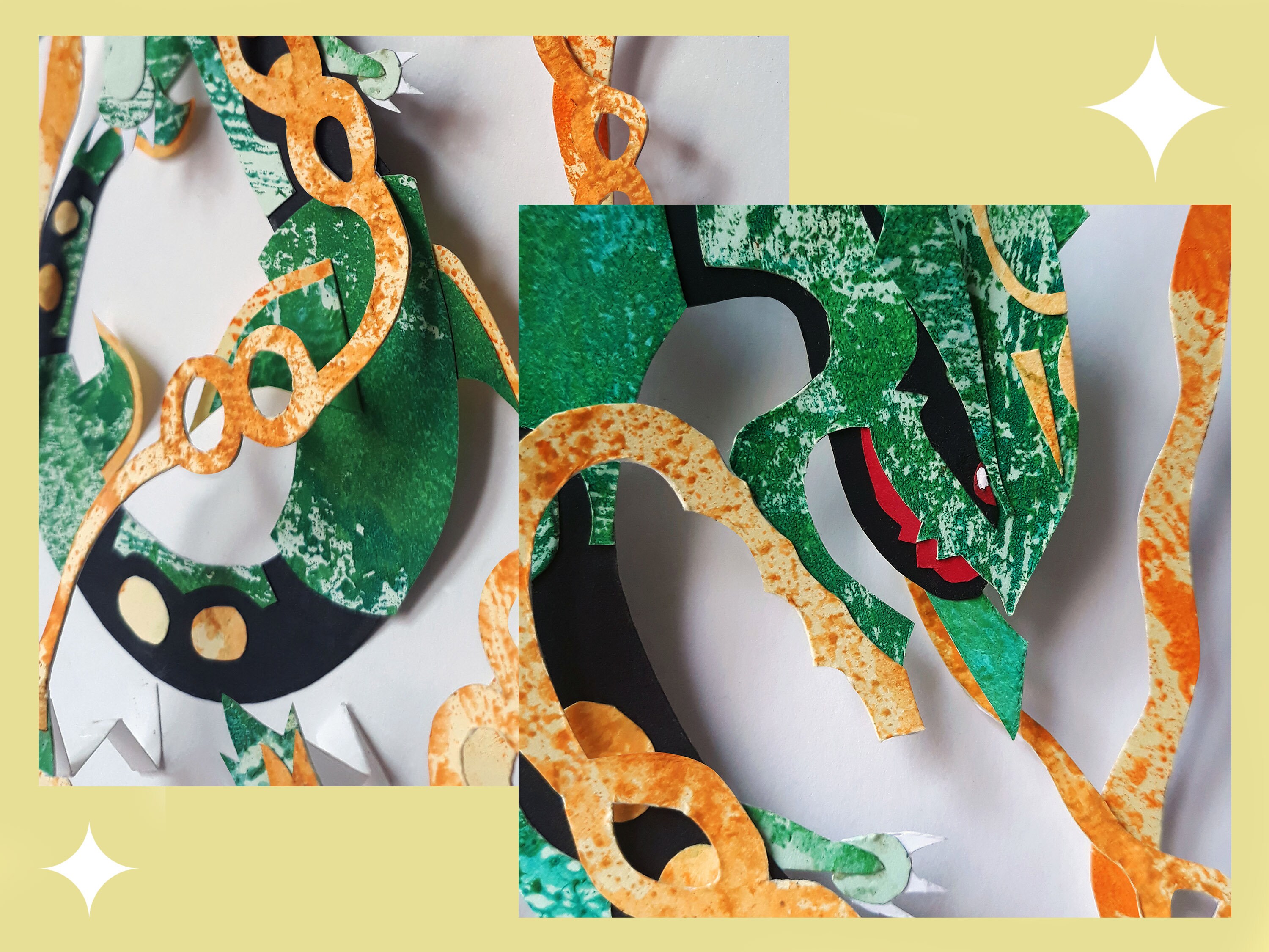 Papercut Rayquaza Cut-out Illustration - Etsy