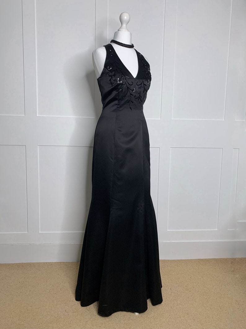 Vintage, 1990s Prom Dress, Retro Black Beaded, Evening, Formal, Cruise ...