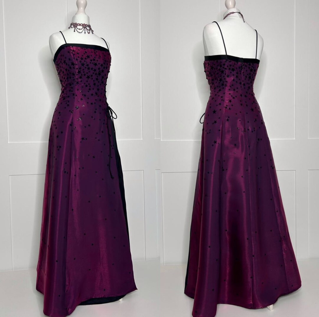 Vintage Prom Dress, Retro Graduation, 1990's Pink/black Star Lace up ...