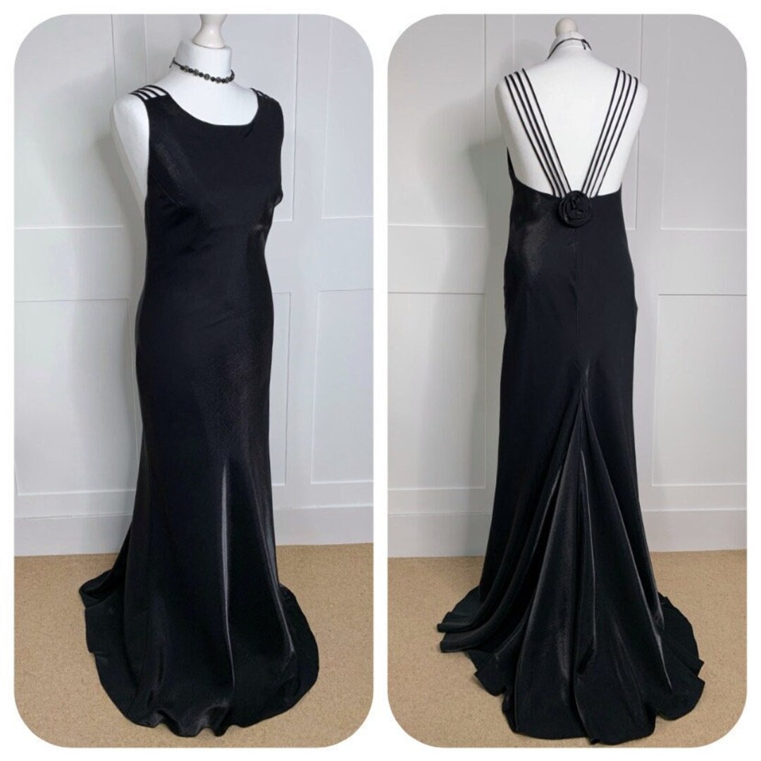 Vintage Prom Dress, Retro Graduation, 1990s Black Slip Dress, Prom ...
