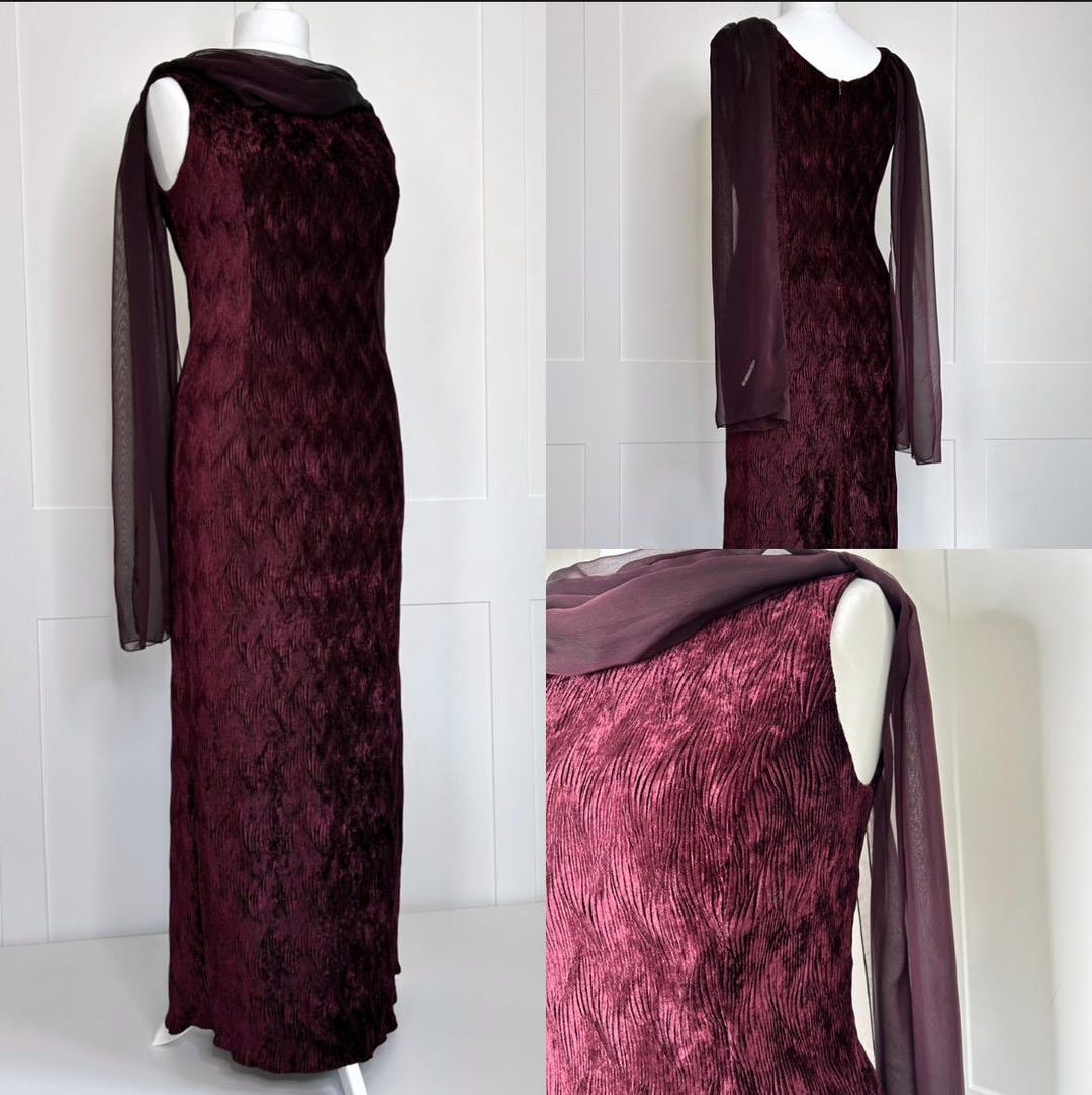 Vintage Dress, Retro Graduation, Y2K Burgundy, Red, Column, Prom, Ball ...