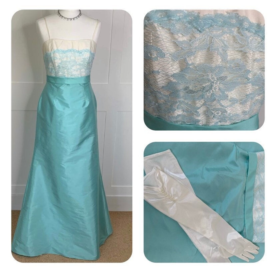 Vintage Prom Dress, Retro Graduation, Turquoise & White, Bridgerton ...