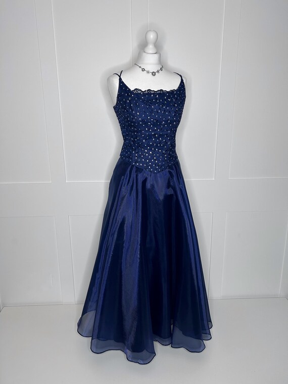 Vintage prom dress, retro graduation, Y2K blue/navy c… - Gem