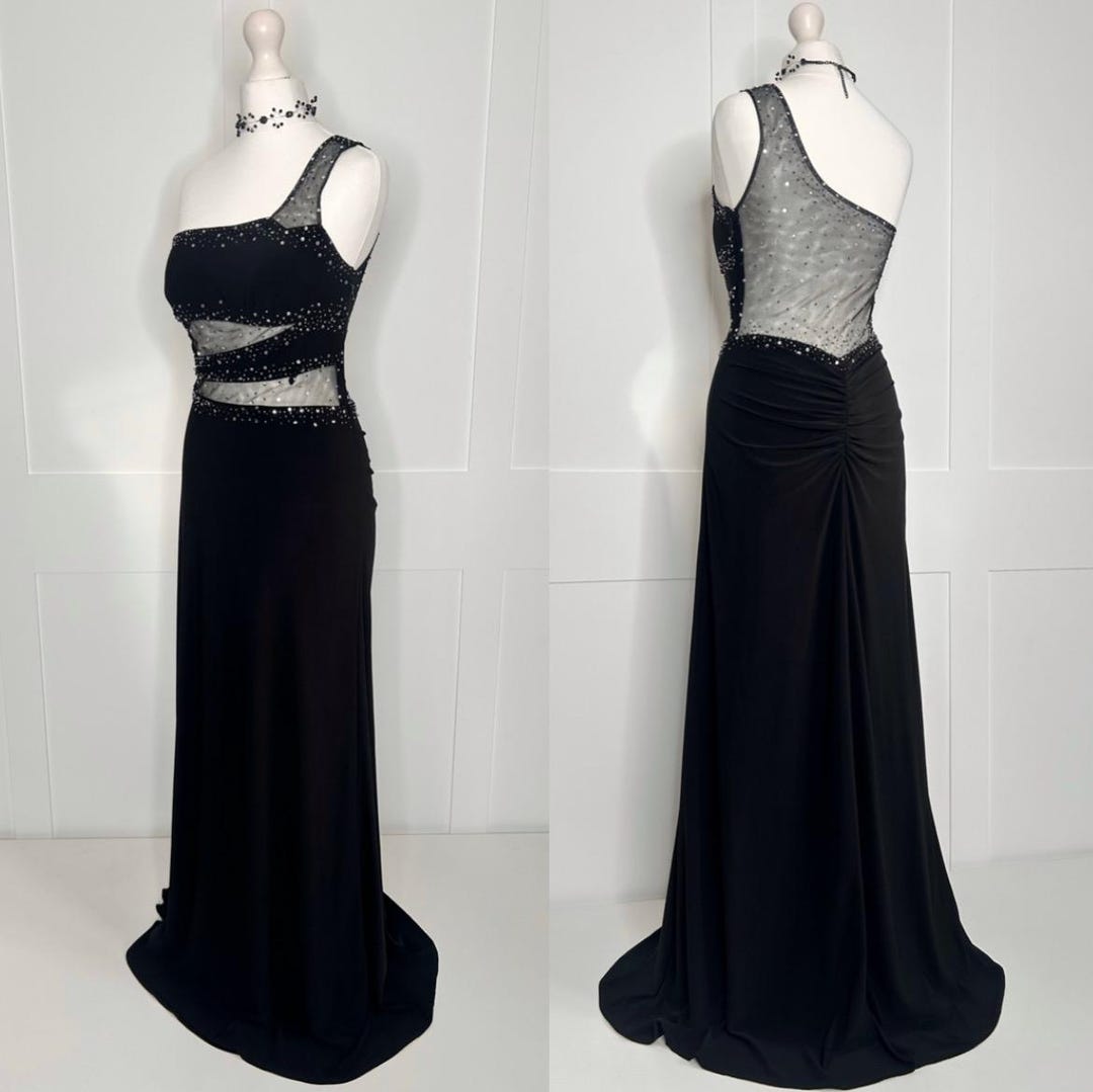 Vintage Prom Dress, Retro Graduation, 1990s Black One Shoulder, Evening ...