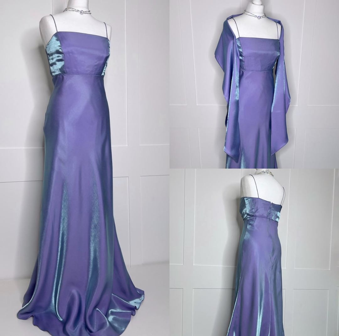 Vintage Prom Dress, Retro Graduation, 90s Irridescent Purple, Slip ...