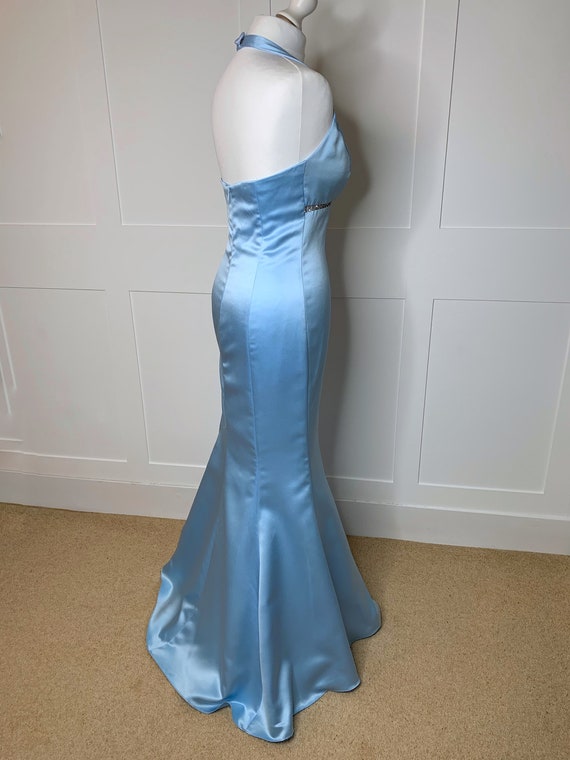 Vintage, retro Y2K satin baby blue halterneck evening… - Gem