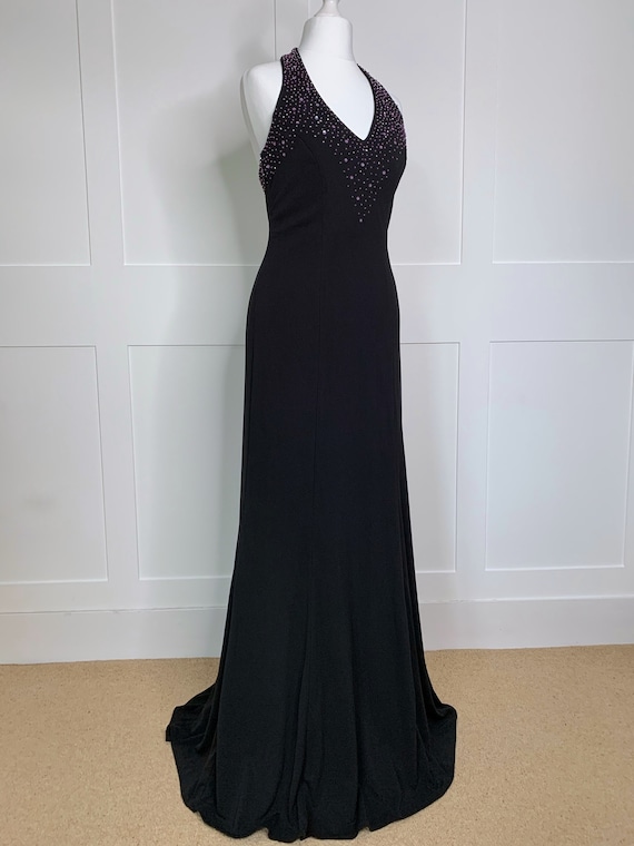 Vintage prom dress, retro graduation, 1990s black hal… - Gem
