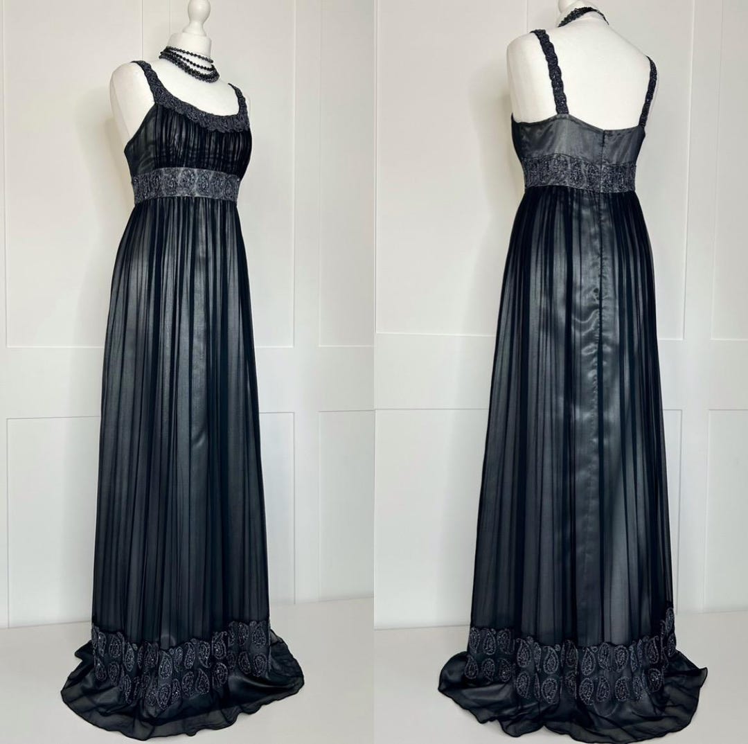 Vintage Prom Dress, Retro Graduation, Y2K Black Beaded, Evening, Formal ...