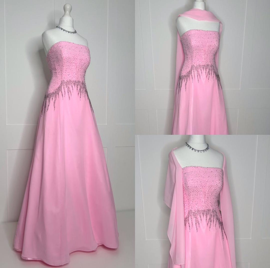 Vintage Prom Dress, Retro Graduation, Y2K Pink Strapless, Evening ...
