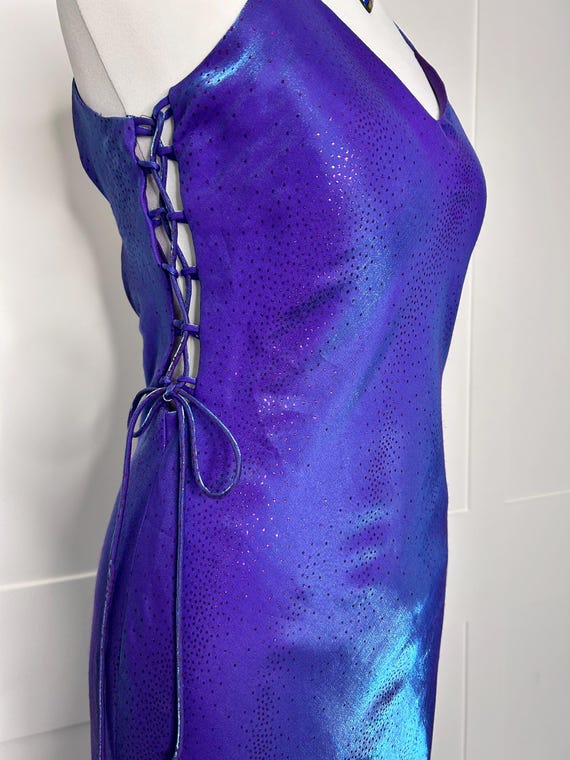 Vintage prom dress, retro graduation, 1990s purple sl… - Gem