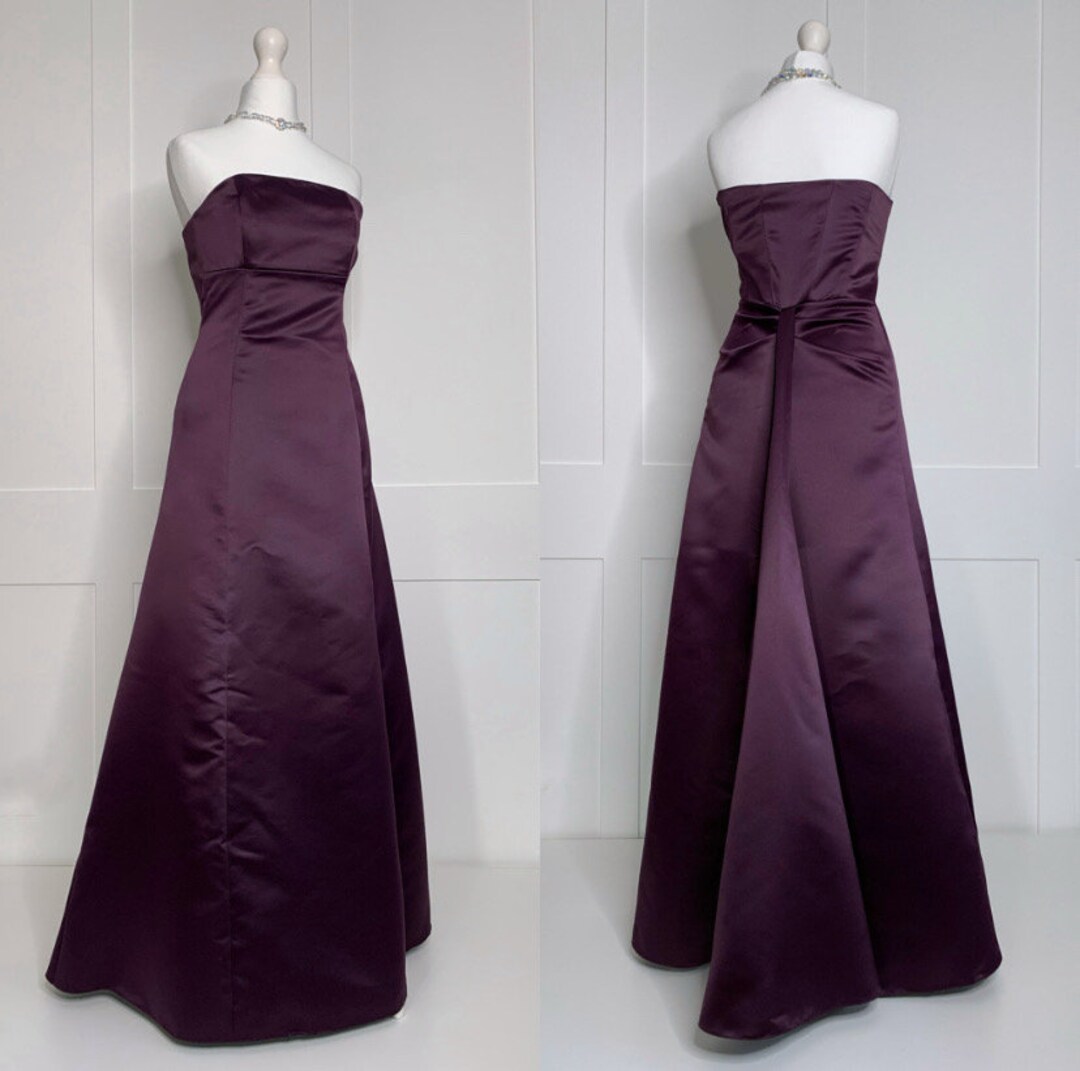 Vintage Prom Dress, Retro Graduation, 1990 Purple, Satin, Strapless ...