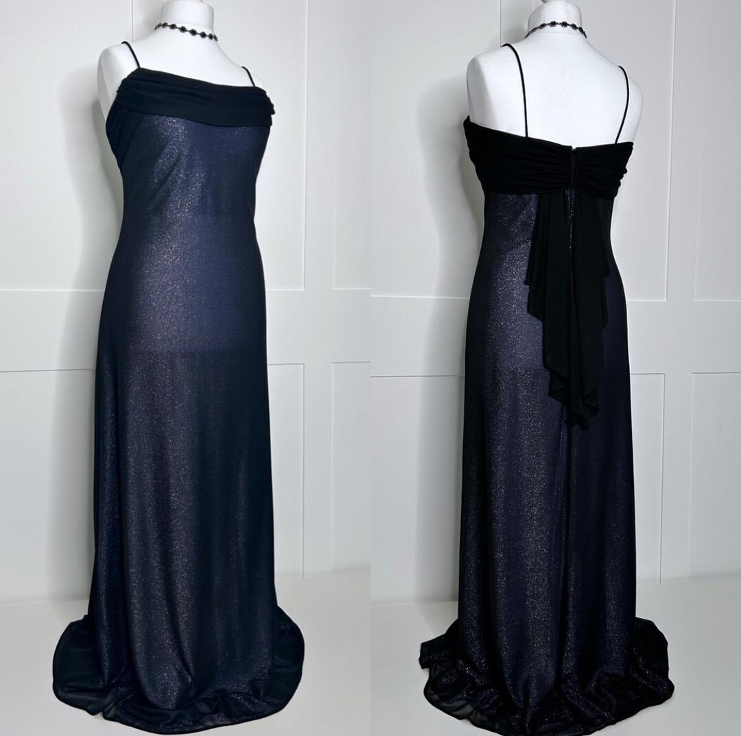 Vintage Prom Dress, Retro Graduation, Y2K Cowl Neck Slip, Evening ...