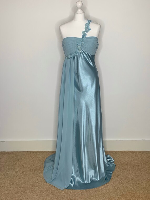 Vintage, retro, Y2K ice blue satin bias cut, one shou… - Gem