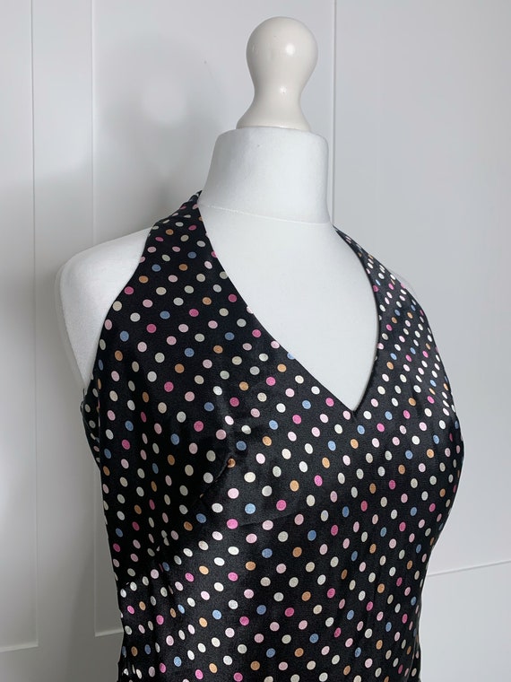 Vintage prom dress, retro graduation, 1990 satin halt… - Gem