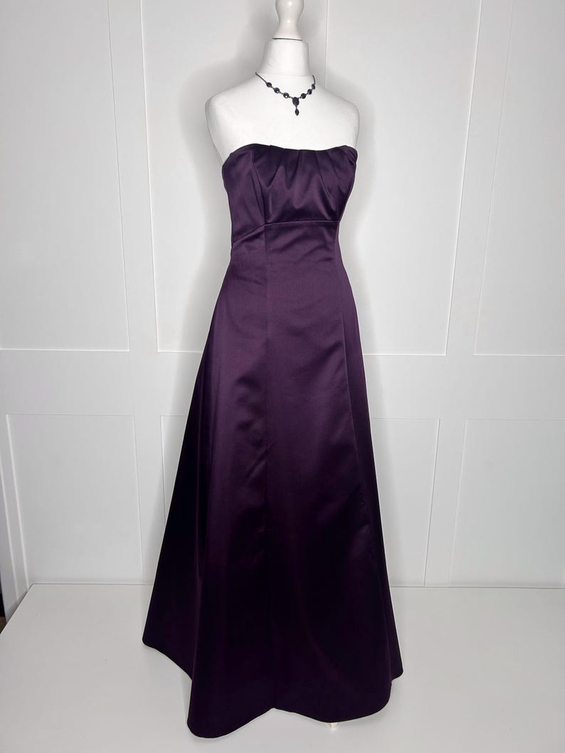 Vintage Prom Dress, Retro Graduation, 1990s Strapless Purple Satin ...