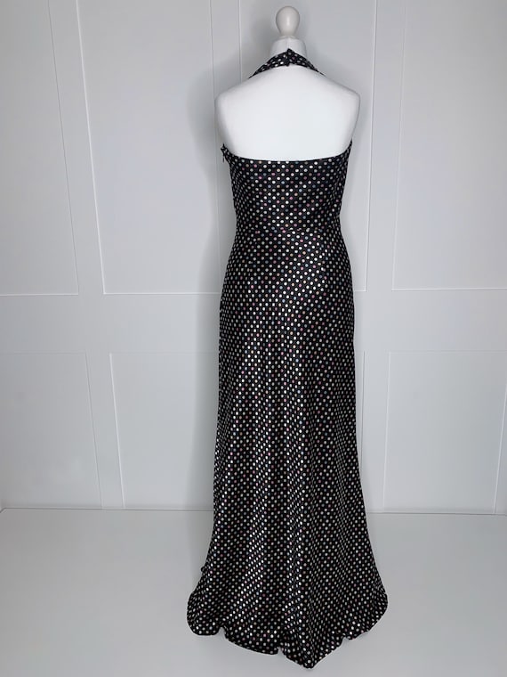 Vintage prom dress, retro graduation, 1990 satin halt… - Gem