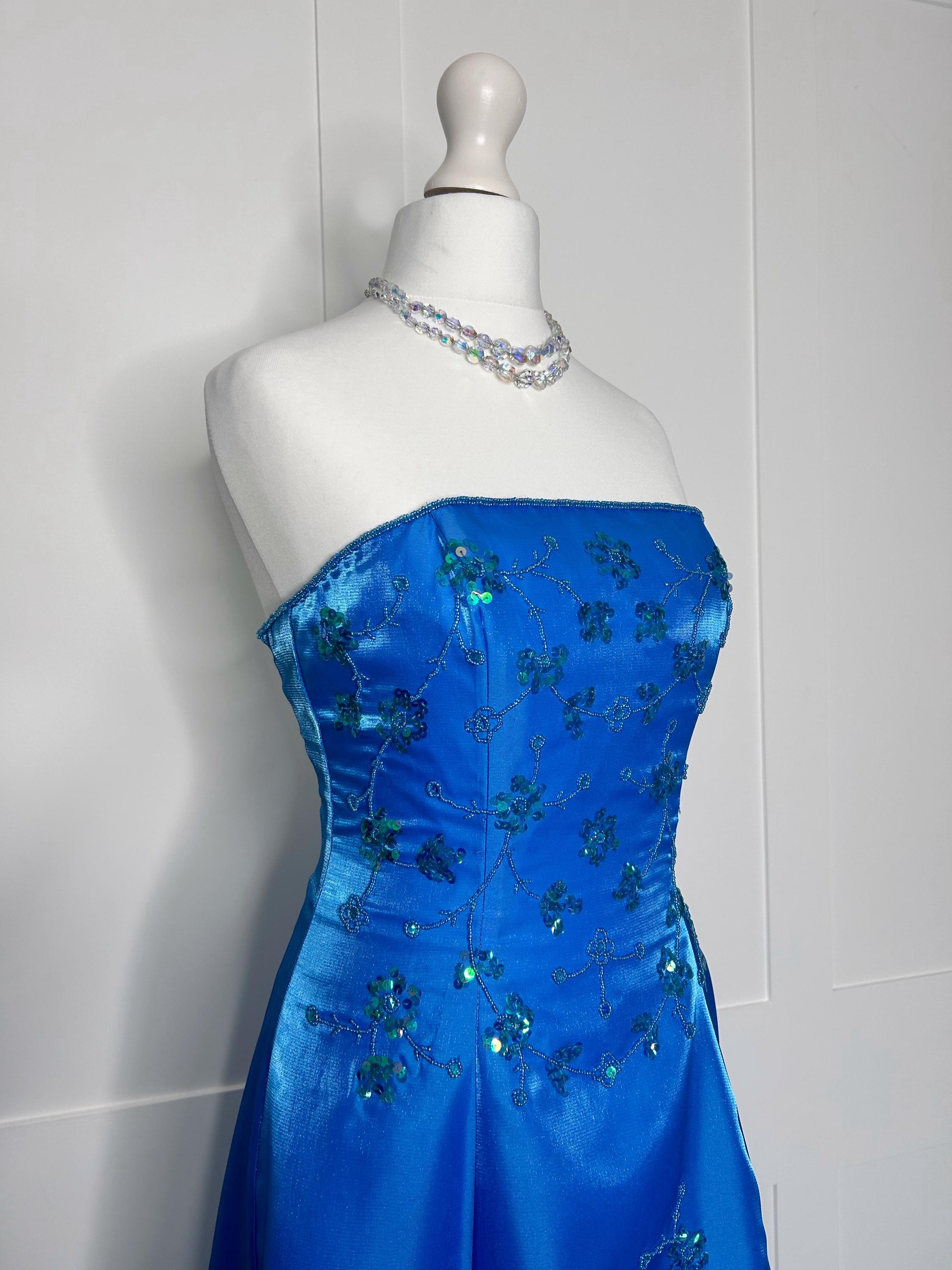 Vintage Prom Dress, Retro Graduation, 1990s Blue, Lace up Back Evening ...