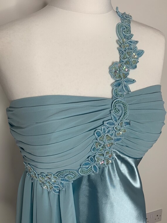 Vintage, retro, Y2K ice blue satin bias cut, one shou… - Gem