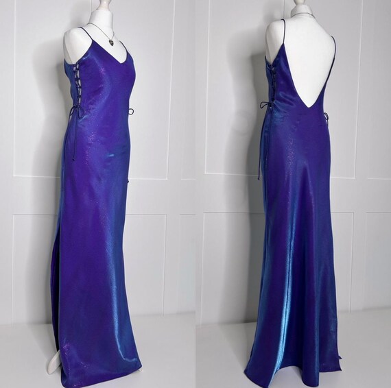 Vintage prom dress, retro graduation, 1990s purple sl… - Gem
