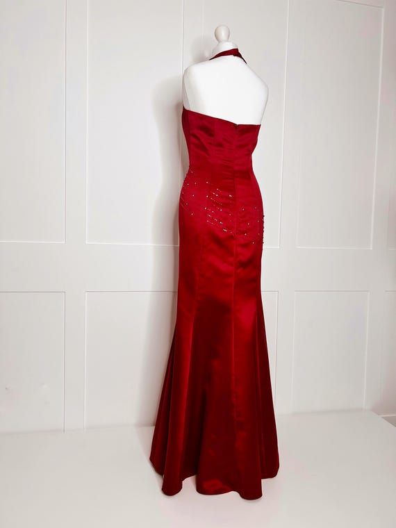 Vintage prom dress, retro 1990s red halter neck, red … - Gem