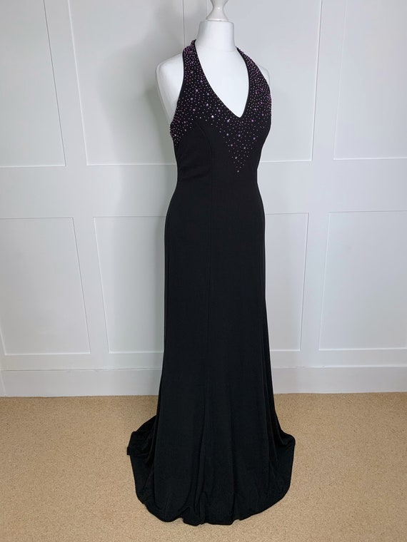 Vintage prom dress, retro graduation, 1990s black hal… - Gem