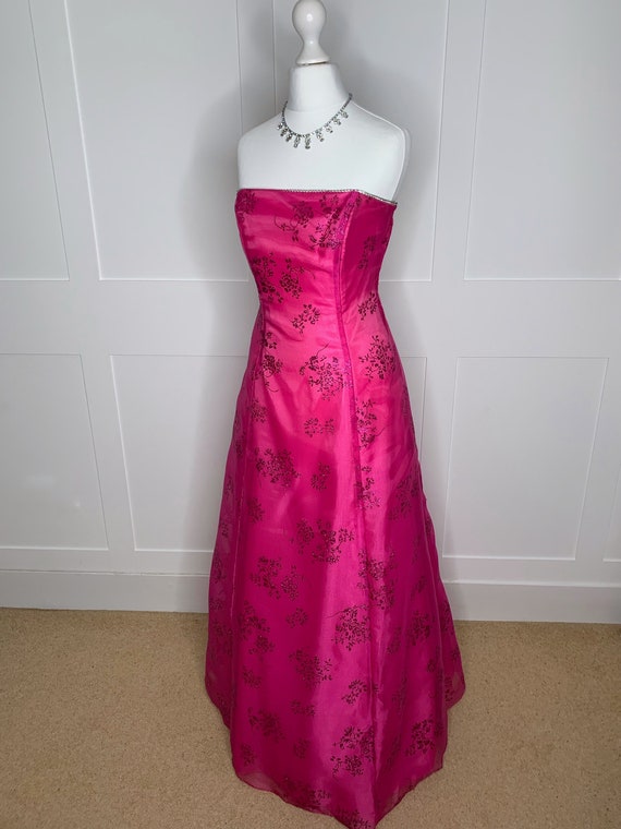 Vintage prom dress, retro graduation, 1990s, pink str… - Gem