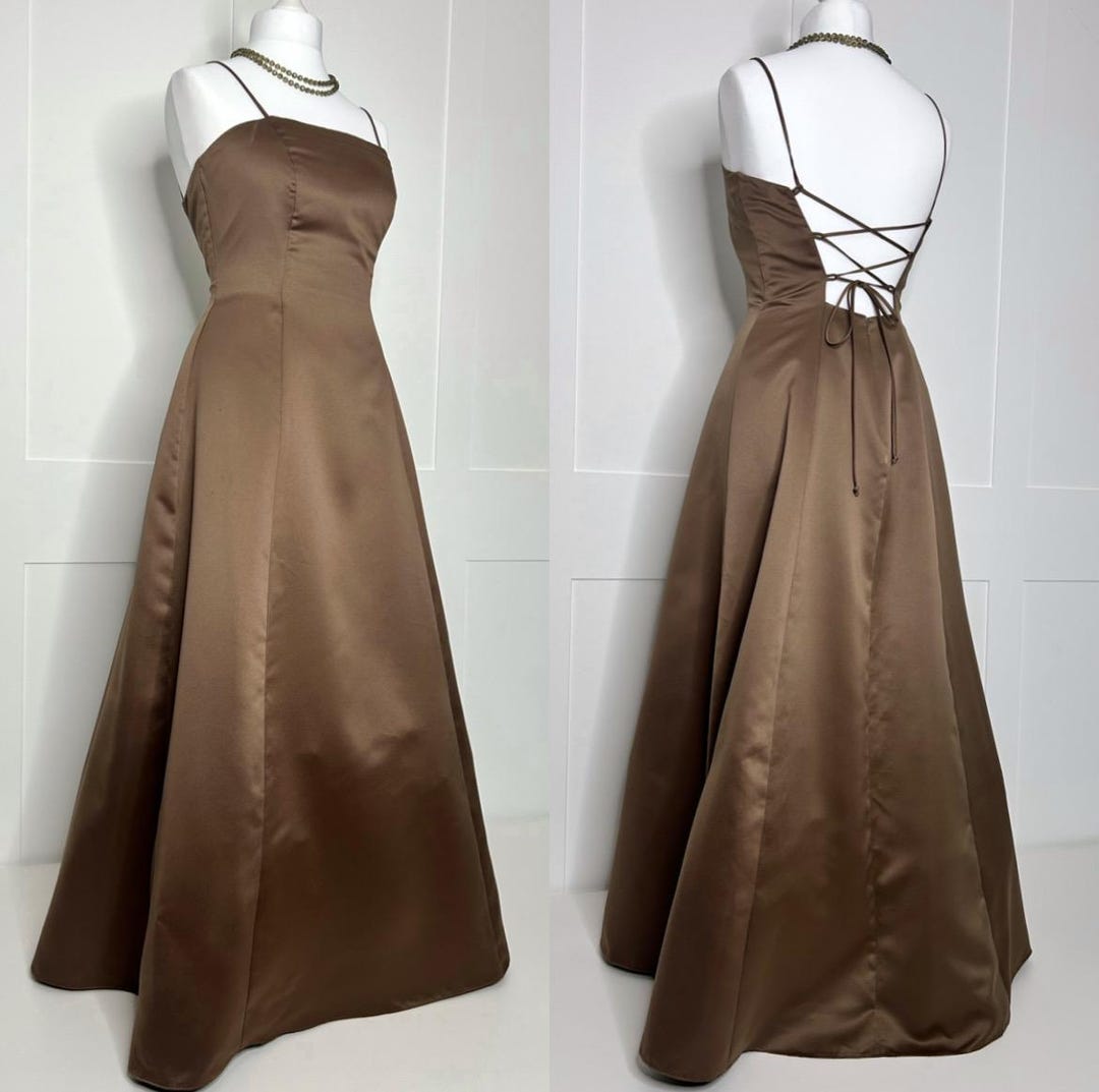 Vintage Prom Dress, Retro Graduation, 1990s Brown Lace up Back, Retro ...
