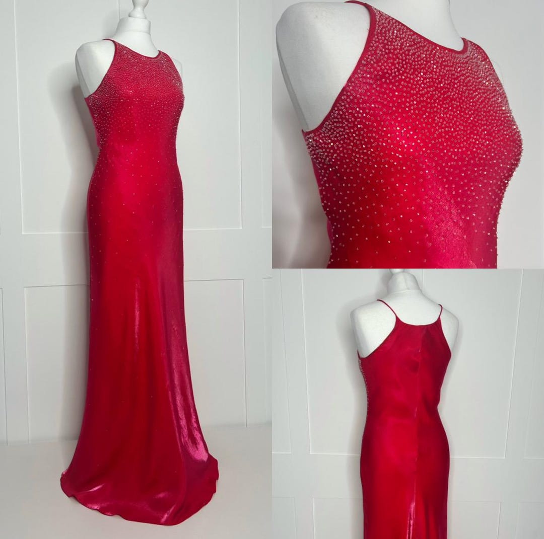 Vintage Prom Dress, Retro Graduation, 1990s Beaded, Evening, Formal ...
