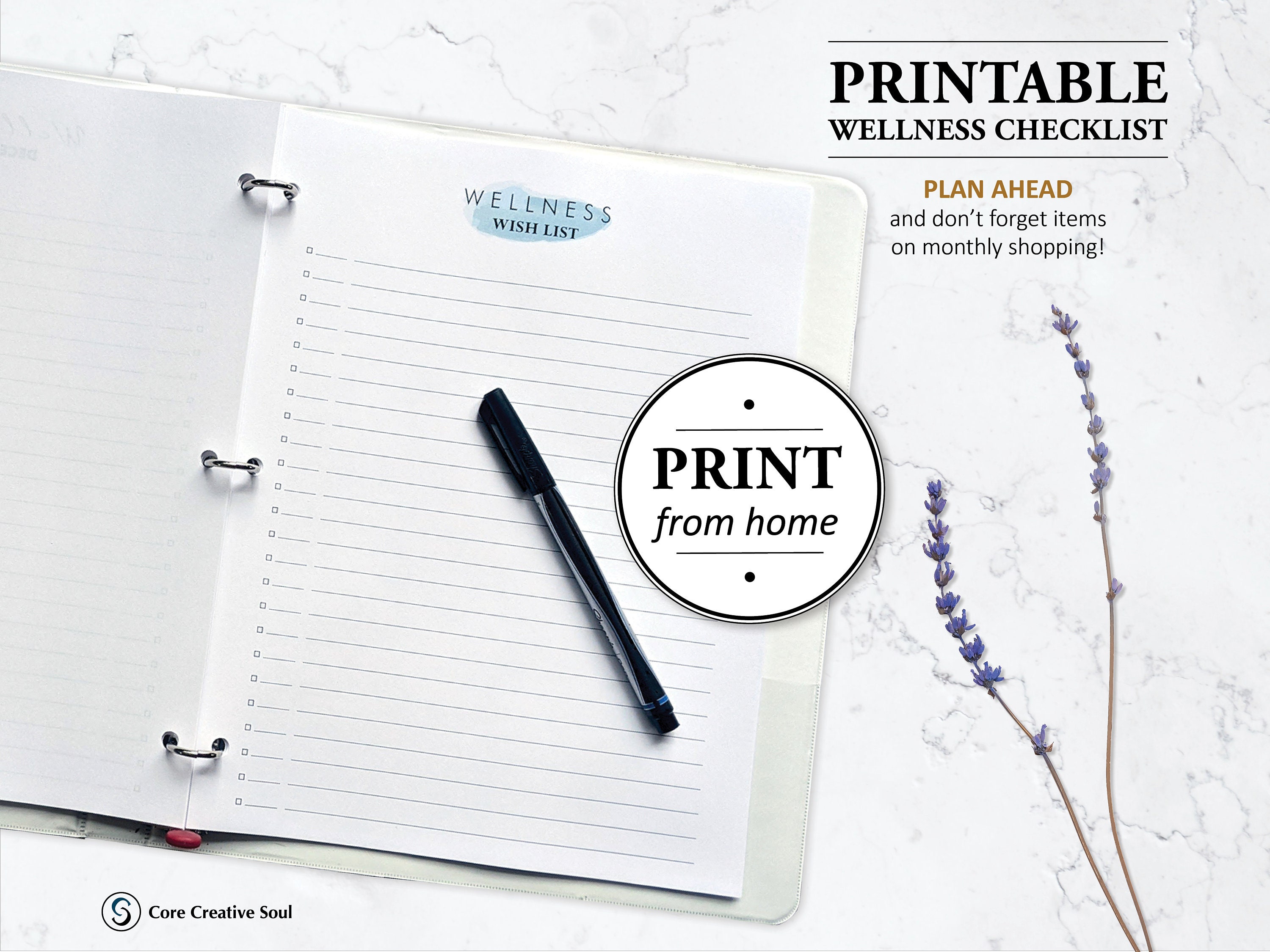 Printable Wellness Checklist, INSTANT DOWNLOAD, Multiple Size 2pack, 8 ...