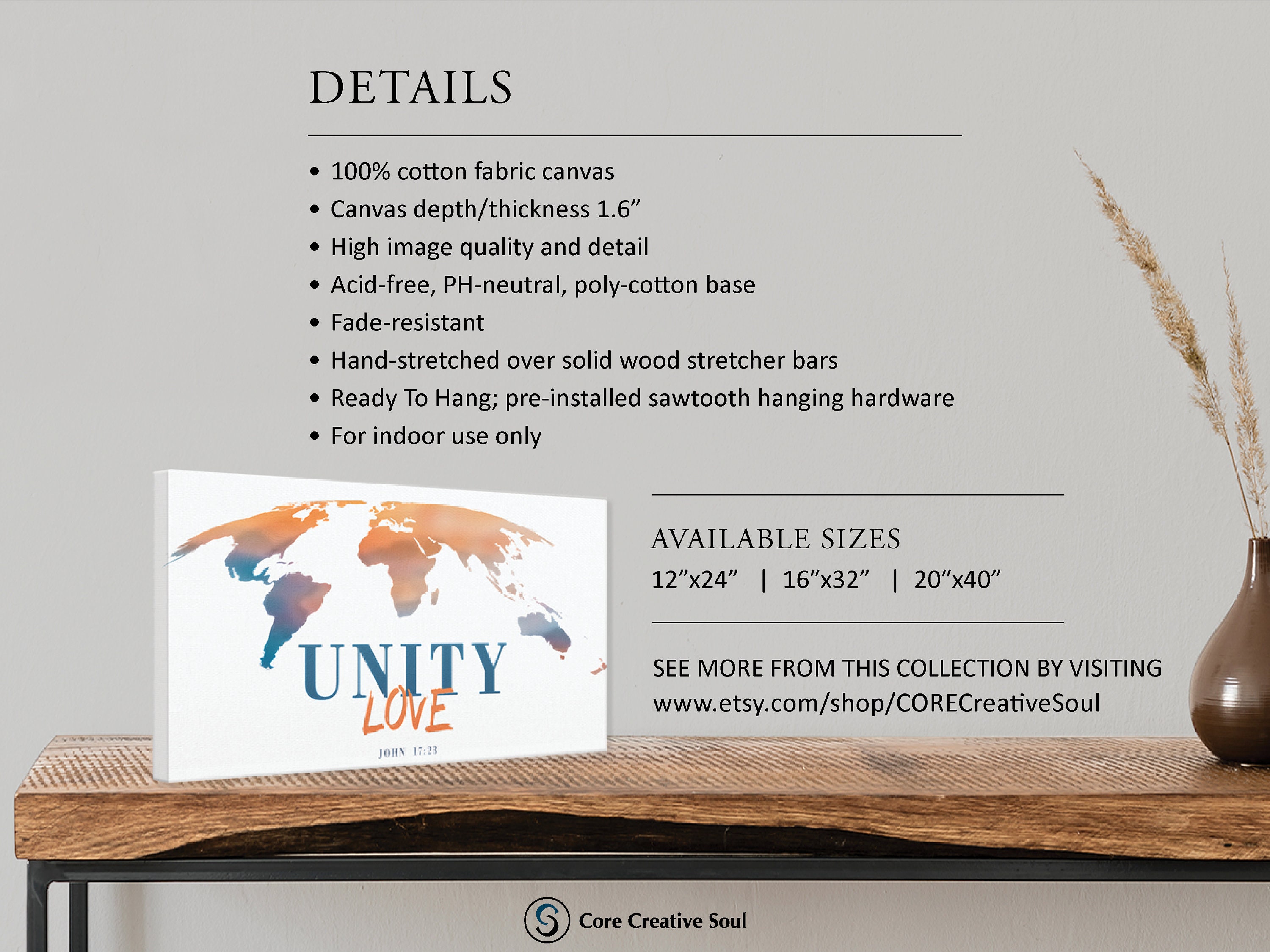 Inspiration, Unity, Love, Scripture, John 17:23, Wall Décor, Canvas ...